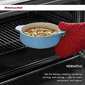 Kitchenaid Vitrified Stoneware Round Casserole Baker, 2.25-Quart, Blue Velvet