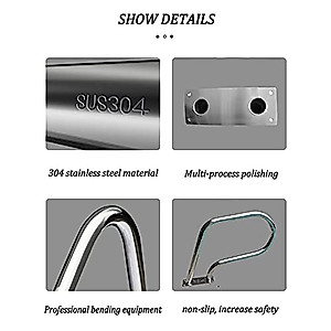 BTZHY Swimming Pool Handrails, 304 Stainless Steel Spa Handrail, Pool Safety Rail Humanized Easy to Maintain Pool Railings for Garden Backyard Pools (1PCS)