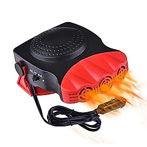 Leaflai Car Heater Fan, 12V 150W Portable Car Heater 2 in 1 Fast Heating Car Windshield Defrost Defogger Auto Ceramic Heater Fan (Red)