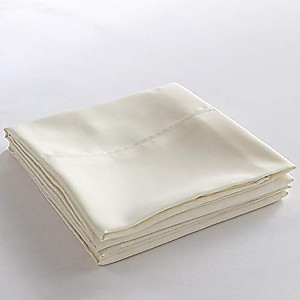 MEILA Silky Satin Pillowcase for Hair and Skin, Ultra-Soft Washed Silk Pillow Cases King Size Set of 2, Ivory