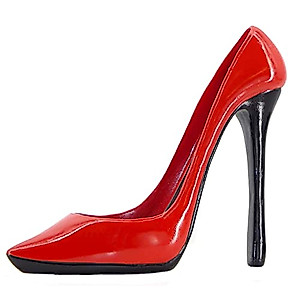 Bellaa 21381 Wine Bottle Holder Shoe Red Black High Heel Shaped Stiletto 8 Inch Tall