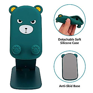 Cute Foldable Adjustable Cartoon Cell Phone Holder Stand for Desk ,Portable Universal Desk Phone Holder Stand Cradle Dock for All Mobile Smart Phones /Tablets( 4~10inch)/Kindles/Switch (Angry Bear)