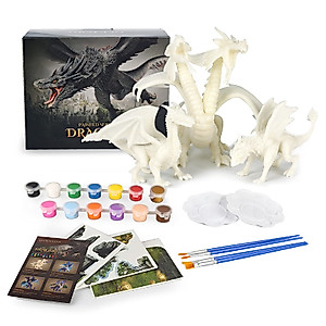 Dragon Toys DIY Painting Dragon Kit,Arts and Craft Set for Kids Age 8-12,Dragon Games Making Kit,Decorate and Drawing 3D Art Supplies Toys for Children Gifts Ideas for Girls 10-12(3 Dinosaurs)
