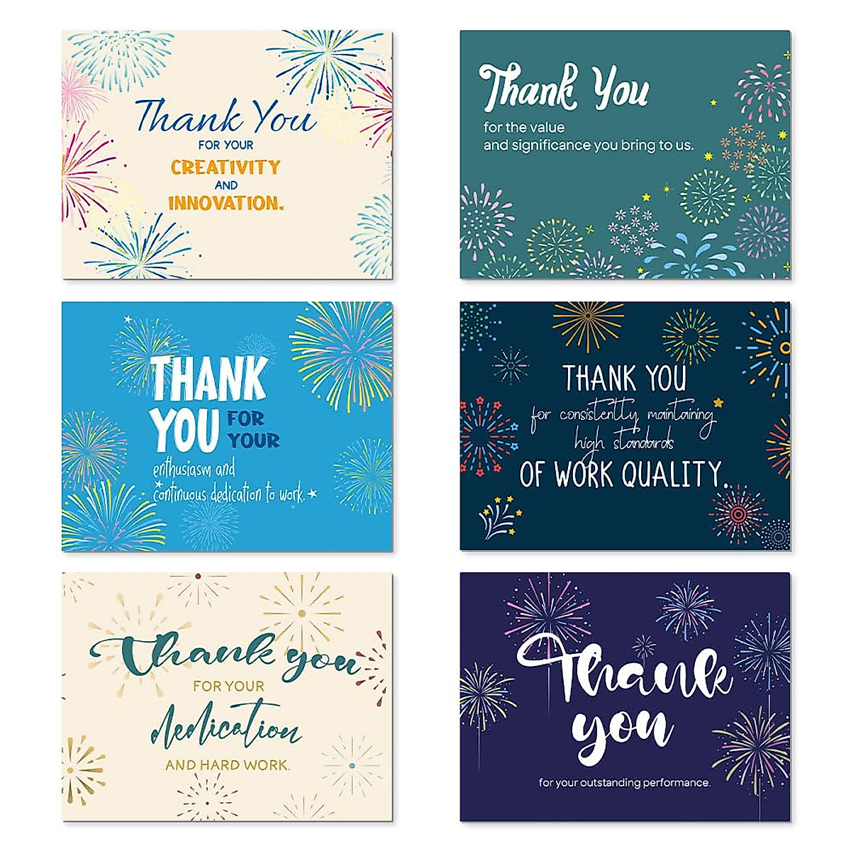 BIROYAL 24 Pack Employee Appreciation Cards with Envelopes - 5 * 8 In Blank Employee Thank You Cards - Ideal for Employee Recognition - Appreciation Cards for Team Staff Teacher (Firework Design)
