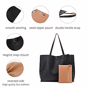 Scarleton Leather Tote Bag for Women, Womens Purses and Handbags, Reversible Tote Bags for Women, Purses for Women, H18420108 - Black/Beige