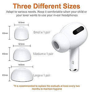 Link Dream 6 Pieces Replacement Ear Tips for AirPods Pro/AirPods Pro 2 Silicon Ear Buds Tips with Portable Storage Box (S/M/L 3 Pairs)
