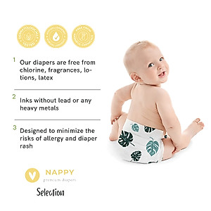 Nappy Selection Premium Diapers Size 1 (2-5 KG) Newborn 22 Diapers/Organic-Natural Cotton Enhanced Back Sheet/European Made