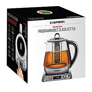 Chefman Digital Electric Glass Kettle, No.1 Kettle Manufacturer, Removable Tea Infuser Included, 8 Presets & Programmable Temperature Control, Auto Shutoff, Water Filter, 6+ Cup Capacity, 1.5 Liter