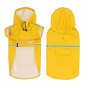 meioro Dog Raincoat Hooded Rain Jacket,Waterproof Pet Slicker Poncho with Reflective Strip,Lightweight Adjustable Puppy Rain Coat for Small Medium Large Dogs