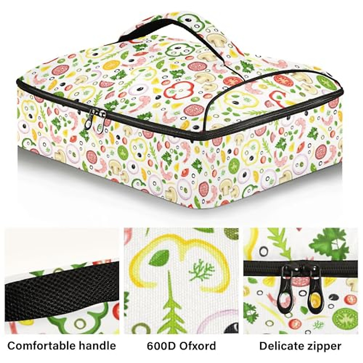 Kcldeci Insulated Thermal Food Carrier Insulated Casserole Carrier for Hot or Cold Food,Pizza Ingredients Insulated Tote Bag for Potluck Cookouts Parties Picnic,Lasagna Lugger