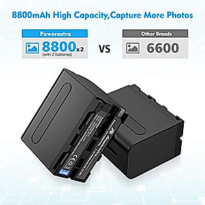 Powerextra 2 Pack Replacement Sony NP-F970 Battery and Fast Charger Dual USB Charger for Sony NP-F970 NP-F930 NP-F950 NP-F960 NP-F550 NP-F530 NP-F330 NP-F570 Battery and Sony handycams