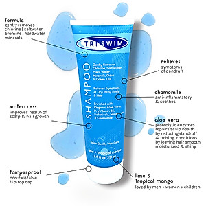 TRISWIM Chlorine Removal Swimmers Shampoo Moisturizing Repairing Hair, 8.5 fl.oz.
