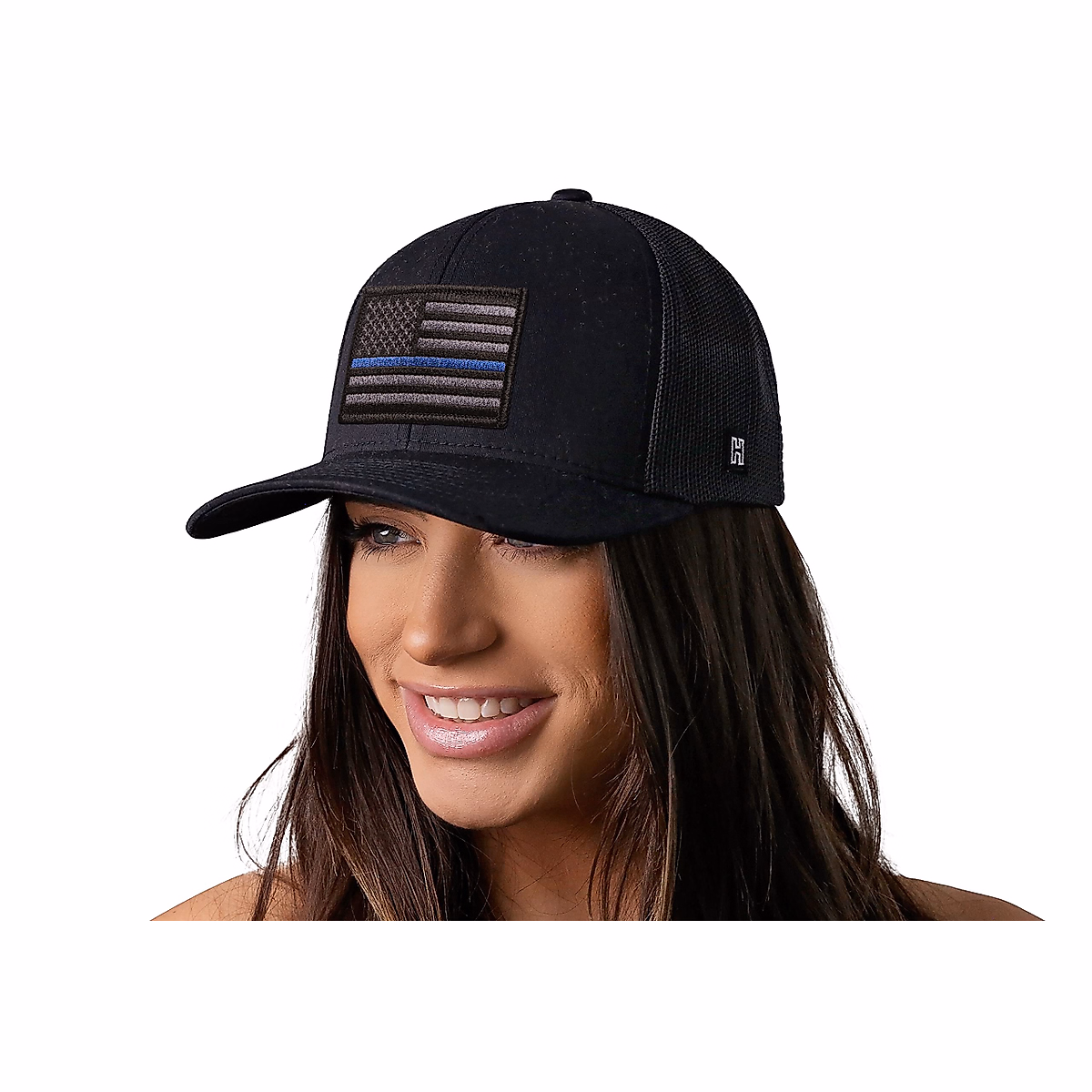HAKA Thin Blue Line Hat, American Flag Trucker Hat for Men & Women, Honoring Law Enforcement Officers, Adjustable Baseball Cap