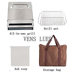 VENS LUEE Notebook Charcoal BBQ Grill Multifunctional Barbecue Camping Stove Tabletop Smoker Folding For Picnic, Camping, Hiking, Traveling, Outdoor Indoor (Style 4)