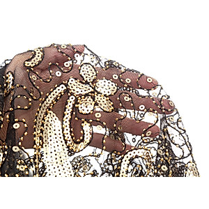 EORUBE 1920s Shawl Wraps Sequin Beaded Evening Cape for Gatsby Party Bridal Shawl Women Evening Cape Flapper Cover Up (Black Gold)