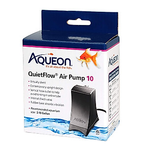Aqueon QuietFlow Aquarium Air Pump 10, For 2-10 Gallon Tanks, Black