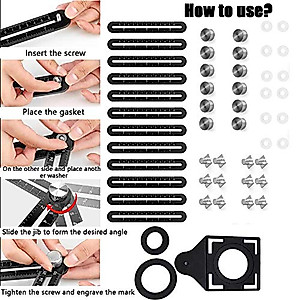Multi-Angle Measuring Ruler,Multi Angle Tool,12-Sided Angle Measurement,Tile Holes Measure Ruler with 3-Holes Positioning Apertures,Upgrade Multi Angle Ruler/Metal/Black