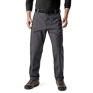 CQR Men's Tactical Combat Cargo Pants, Water Resistant Ripstop, Military Outdoor Hiking Work Apparel, Brigade Pants Charcoal, X-Large