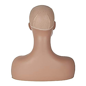 Realistic Female Mannequin Head with Shoulder Display Manikin Head Bust for Wigs,Makeup,Beauty Accessories Displaying