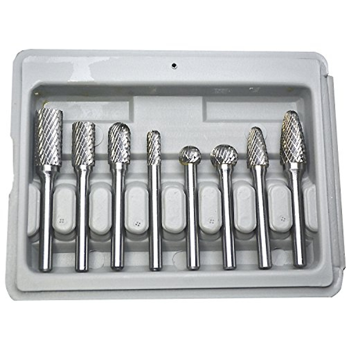 KOTVTM Carbide Burrs Set with 1/4 Inch Shank 8pcs Double Cut Rotary Burr File Drill Bits for Die Grinder Bits Metal Wood Carving, Engraving, Polishing, Drilling…