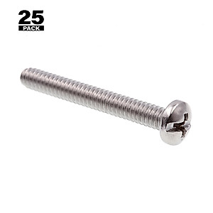 Prime-Line 9009136 Machine Screw, Pan Head, Slotted/Phillips Combo, #10-24 X 1-1/2 in, Grade 18-8 Stainless Steel, Pack of 25
