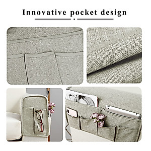 Joywell Anti-Slip Armrest Covers with 8 Pockets for Sofa Couch, Armchair Caddy & Organizer for Remote Control, Phone, iPad, Super Durable Arm Protector for Dog, Cat, Pets, 1 Pcs, Silver Grey