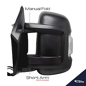 Spieg CH1320417 Driver Side Mirror for 2014-2021 Ram Promaster 1500 2500 3500 | Left Side View Mirror Assembly Manual Adjustment Non-Heated Turn Signal Light Temp Sensor | Textured Black Cover 4 Pins