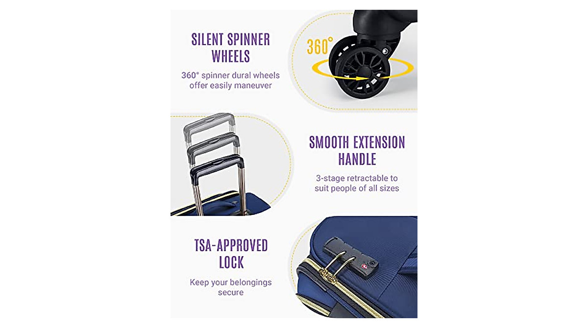 Light Flight 20 Inch Carry On Luggage with Spinner Wheels - Blue