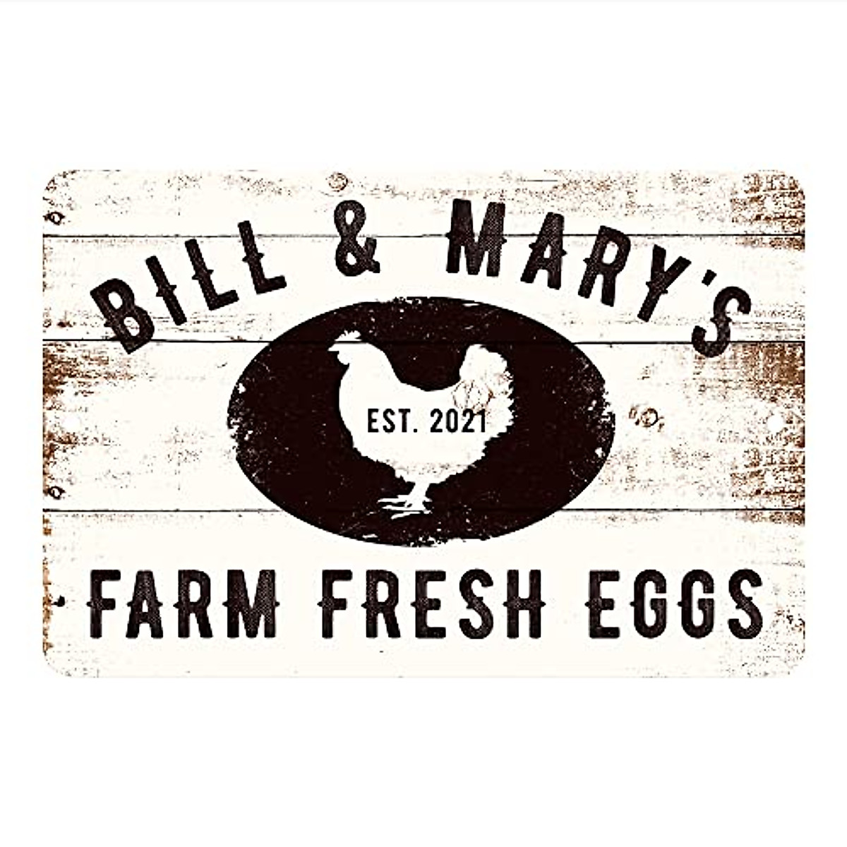 Pattern Pop Personalized Farm Fresh Eggs Rustic Barnwood Look Metal Sign (8x12 Inches)