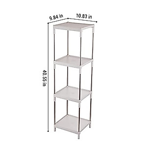 Storage Cart for Laundry Room Organization, 4 Tier Shelving Unit Utility Cart Storage Rack for Kitchen Bathroom Laundry Narrow Places (White)