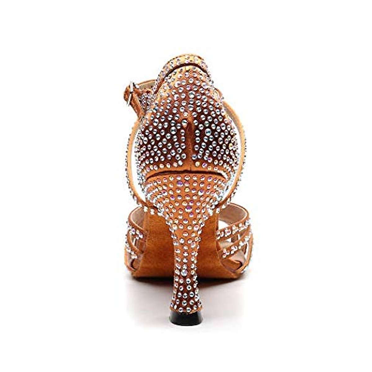 Heeled Sandals for Women Social Dance Shoes,Latin Dance Shoes, Women's Peep Toe Cross Strap Rhinestones Latin Tango Ballroom Modern Dance Shoes Wedding Social Party Sandals