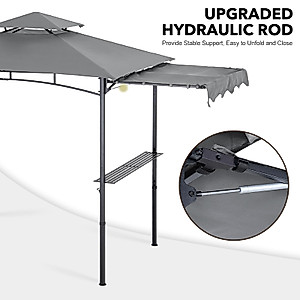Grill BBQ Gazebo Canopy for Outdoor Grill, 5x11 Outdoor Patio Grilling Gazebo with Awning Supported by Upgraded Hydraulic Rod for Backyard and Deck by OUTDOOR WIND, Gray