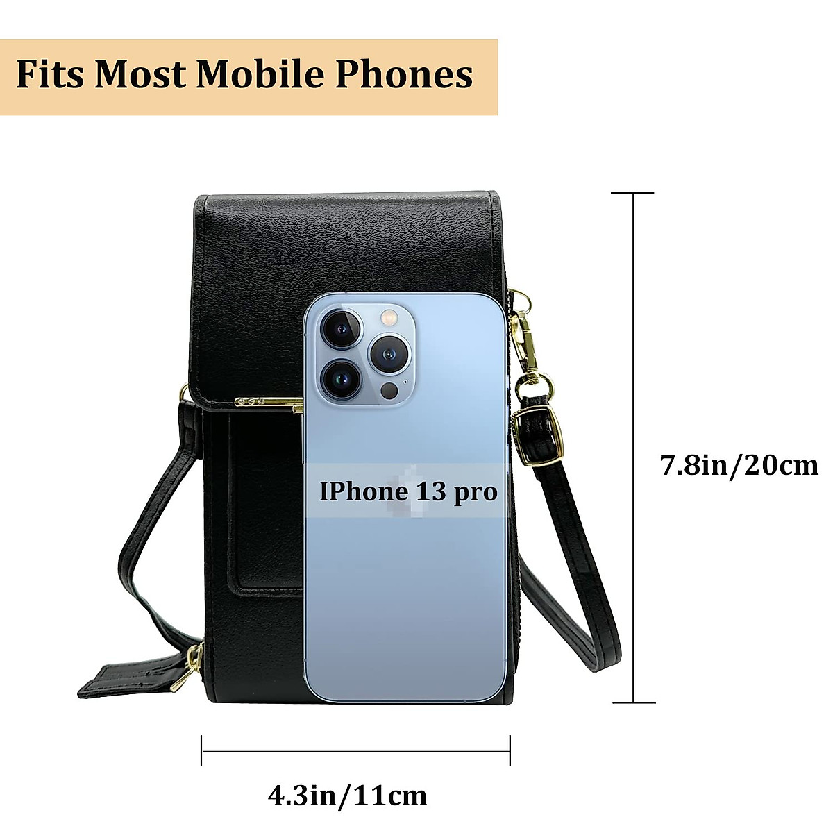 HOPSOOKEN Womens RIFD Small Crossbody Cell phone Purse Wallet Roomy Shoulder Bags (sblack)