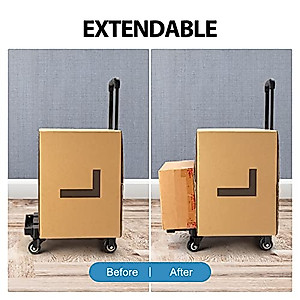 CrazyAnt Foldable Hand Truck, 220lbs Compact Heavy Duty Portable Dolly with Extendable Platform, Dolly Cart with 4 Wheels for Luggage Outdoor Moving Travel Auto