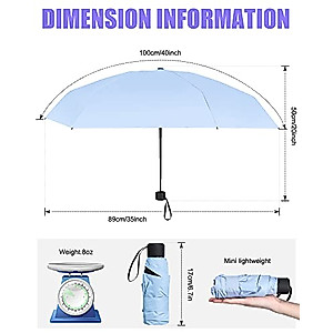 Eccliy 4 Pieces Mini Travel Umbrella with Case Small Umbrella for Sun and Rain Compact Portable Lightweight UV Umbrella Tiny Folding Pocket Umbrella for Backpack Women (Pink, Blue, Purple, Green)