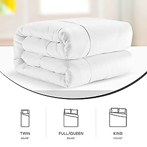 Sonive All Season Comforter Soft Fluffy Breathable Microfiber 200gsm Down Alternative Bedding Duvet Insert with 8 Corner Tabs Easy Care (White, Full/Queen)