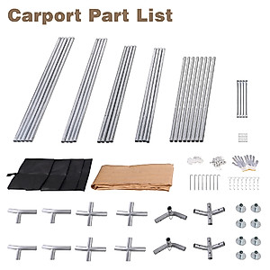 PHI VILLA 10x20 ft Heavy Duty Carport Car Canopy Garage Boat Shelter Party Tent（ith 4 Sand Bag）,Beige