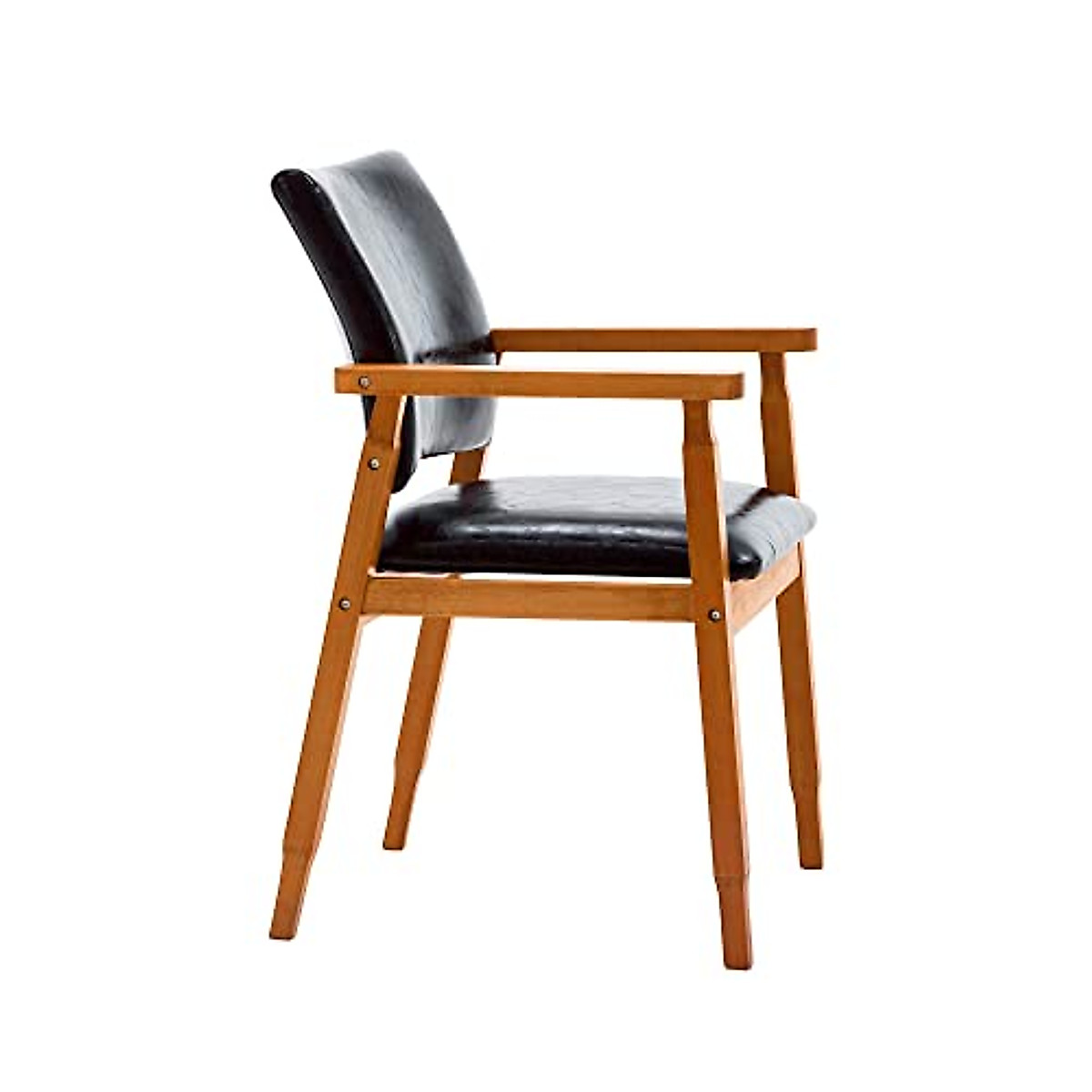 DAGONHIL Modern Walnut Dining Arm Chair Accent Chair Armrests Wooden Chair with Leather Cushion Backrest for Kitchen Dining Room(Pack 1)