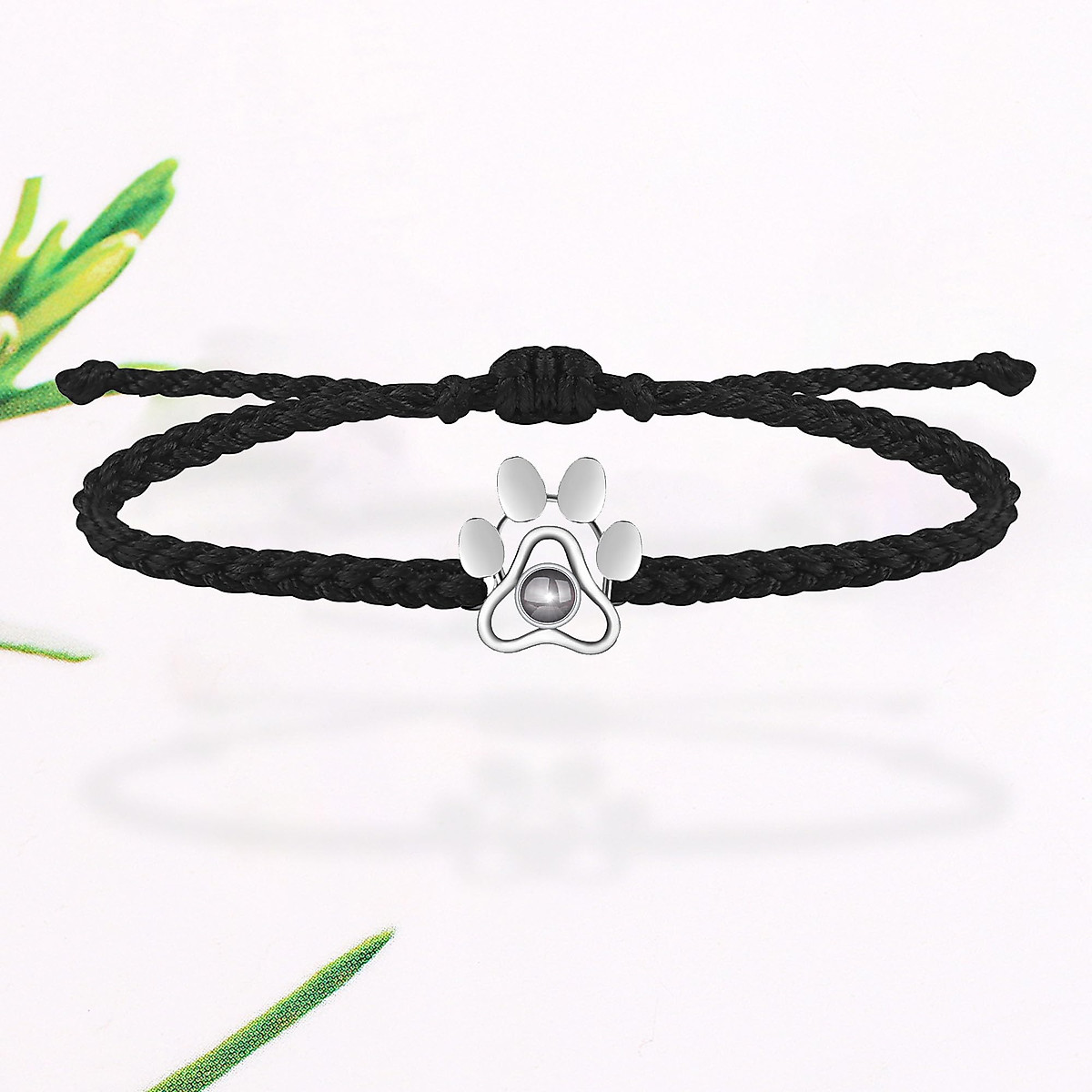 Custom Photo Bracelet for Men Women Personalized Photo Projection Bracelet with Picture Inside Adjustable Dog Paw Print Charm Rope Bracelets I Love You Bracelet 100 Languages for Him Her Couples