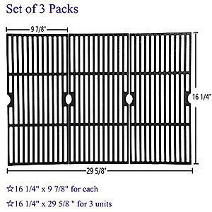 GasSaf Grill Grates Replacement for Backyard GBC1255W, GBC1460W, BC1461W, Uniflame GBC1059WB, GBC1143W-C, Better Homes & Garden GBC1362W, GBC1562W and Other Grills (16 1/4 X 29 5/8")(Set of 3-Pack)