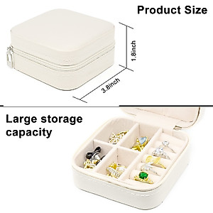 KEINE MARKE Small Jewelry Box, Travel Portable Jewelry Case for Ring, Pendant, Earring, Necklace, Bracelet Organizer Storage Holder Boxes, 1 pcs (white)