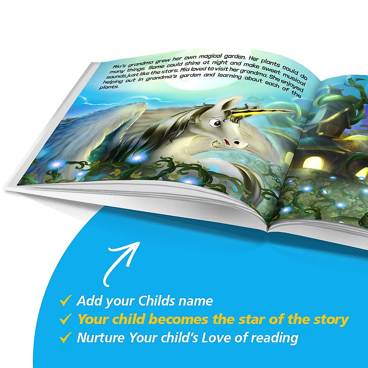 Personalized Storybook by Dinkleboo -"The Magical Unicorn" - for Kids Aged 0 to 8 Years Old - A Story About Your Son or Daughter Being a Unicorn who Lives high Above The Clouds! - Soft Cover (8"x 8")