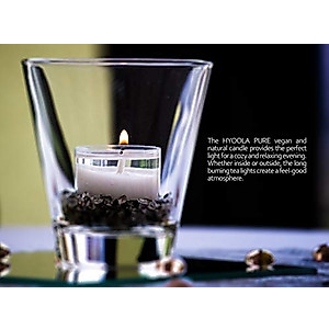 Hyoola Pure Tealight Candles - 100% Natural Candles Non Toxic - 4 Hour Vegan Tea Lights Candles in Clear Cup - 60 Pack
