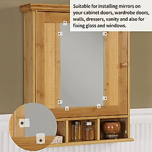 Qjaiune 20 Pack Mirror Holder Clips for Walls, Clear Retainer Clips Cabinet Glass Holder Clip, Wall Mirror Mount Kit Frameless Mirror Hanging Hardware for Vanity Mirror Window Screen (Modern Style)