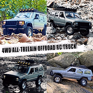 The perseids RC Car Remote Control Truck RC Rock Crawler 1:12 2.4G 4WD Off-Road High-Speed Vehicle Minitary Truck Electric Hobby Grade RTR Toy for Kids Over 14 and Adults (MN-99S(Gray))