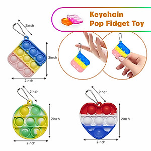 24 PCS Pop Fidget Toys Bulk Its Party Favors for Kids Toys 3 Shape Mini Pop Keychain It Birthday Goodie Bag Stuffers Fidgets for Kids Classroom Prizes End of Year Student Gifts Sensory Fidget Toy Pack