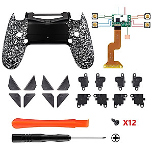 eXtremeRate Textured White Dawn Programable Remap Kit for PS4 Controller with Upgrade Board & Redesigned Back Shell & 4 Back Buttons - Compatible with JDM-040/050/055 - Controller NOT Included