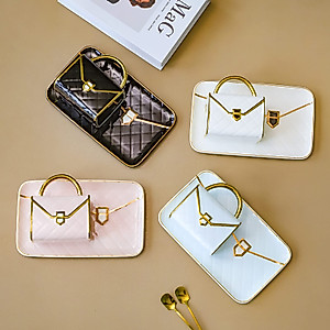 Roaqua Coffee Mug,Tea Cup Set,Coffee Cups Ceramic Travel Mug,Handbag Shaped Mug With Saucer And Spoon,Halloween Mugs With Gift Box For Women(Black)