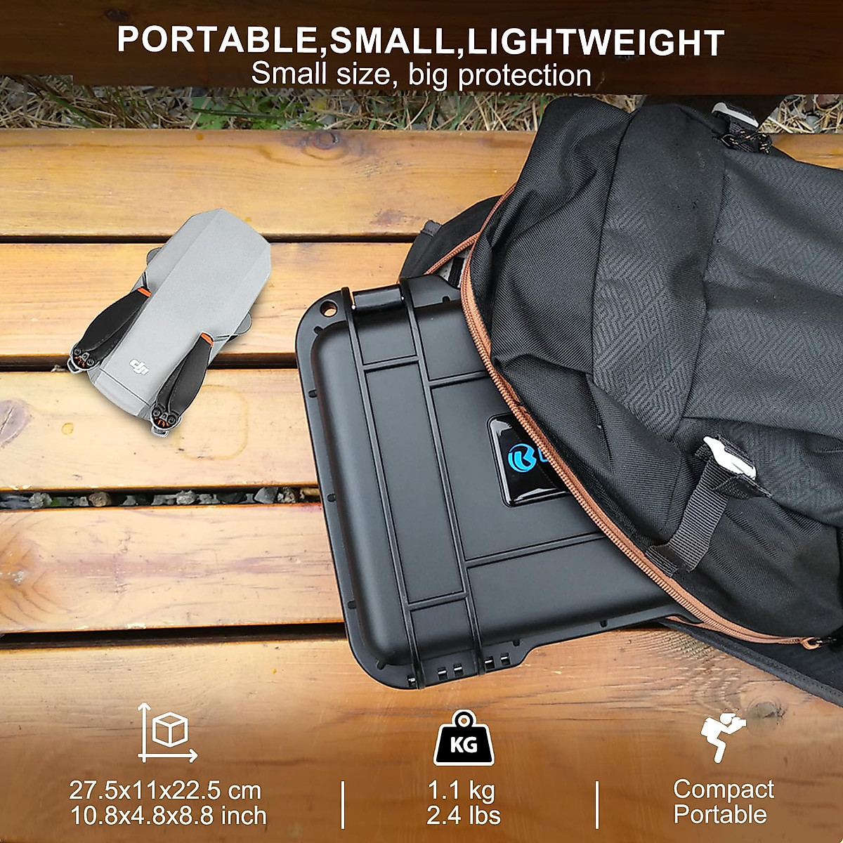 Lekufee Portable Travel Waterproof Hard Case Compatible with DJI Mini 2 SE/DJI Mini 2 Drone/DJI Mini 4K and DJI Mavic Mini 2 Drone Accessories(CASE ONLY)