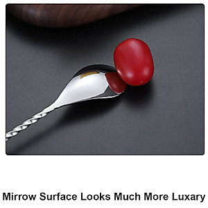 YeeTeching 12 Inch Stainless Steel Cocktail Stirrer,Bartender Spoon Long Handle Spiral Design Mixing spoon for Home Drink and Small Twisted Bar Spoons Silver-2pack